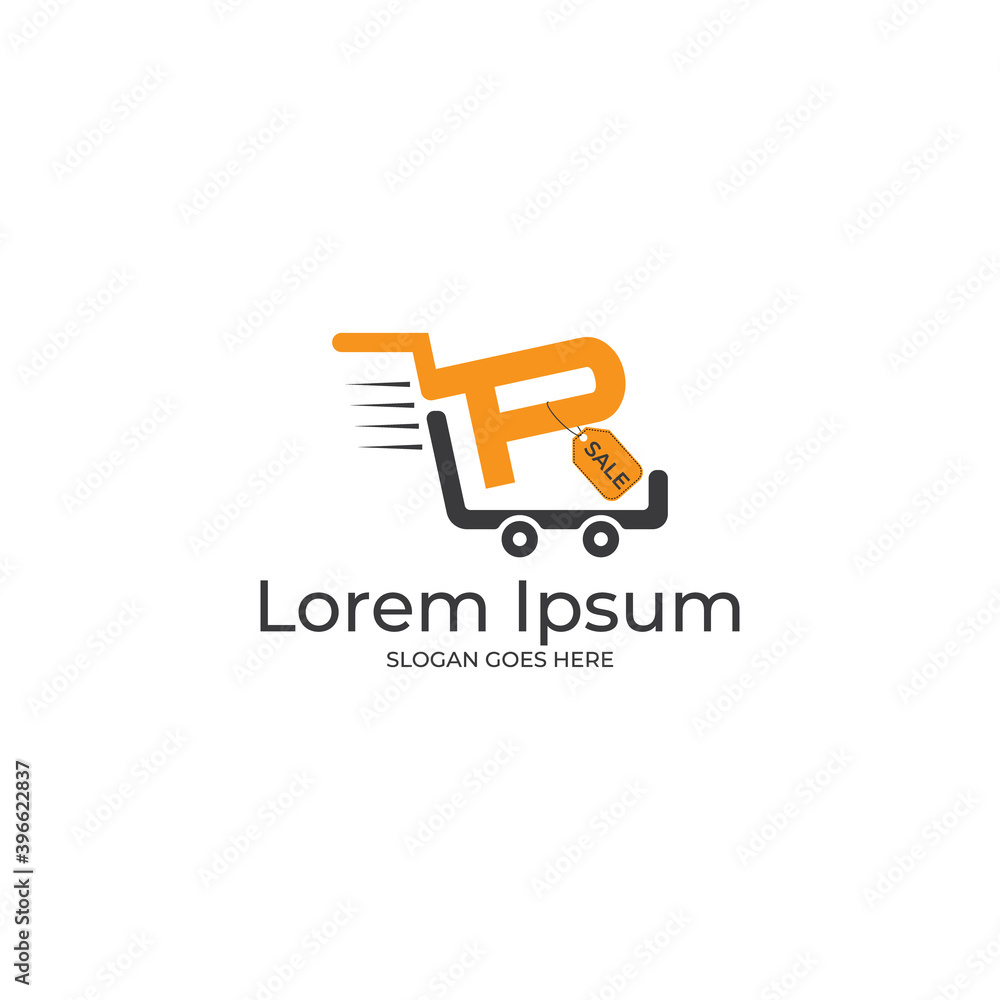 Vector de Stock Letter p cart logo, cart logo, shopping logo, cart icon ...