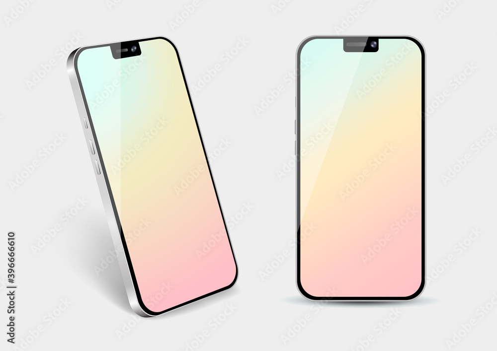 Realistic smartphone mockup. Front side and angle. Mockup template in ...