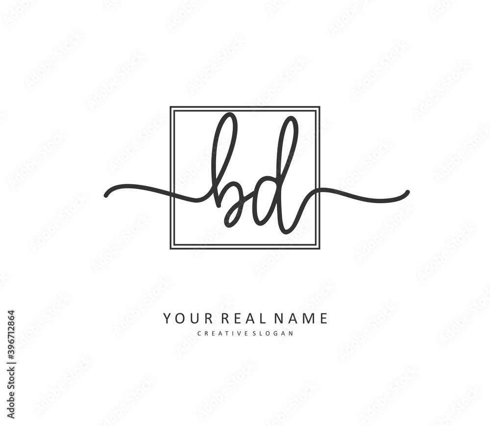 BD Initial letter handwriting and signature logo. A concept handwriting ...