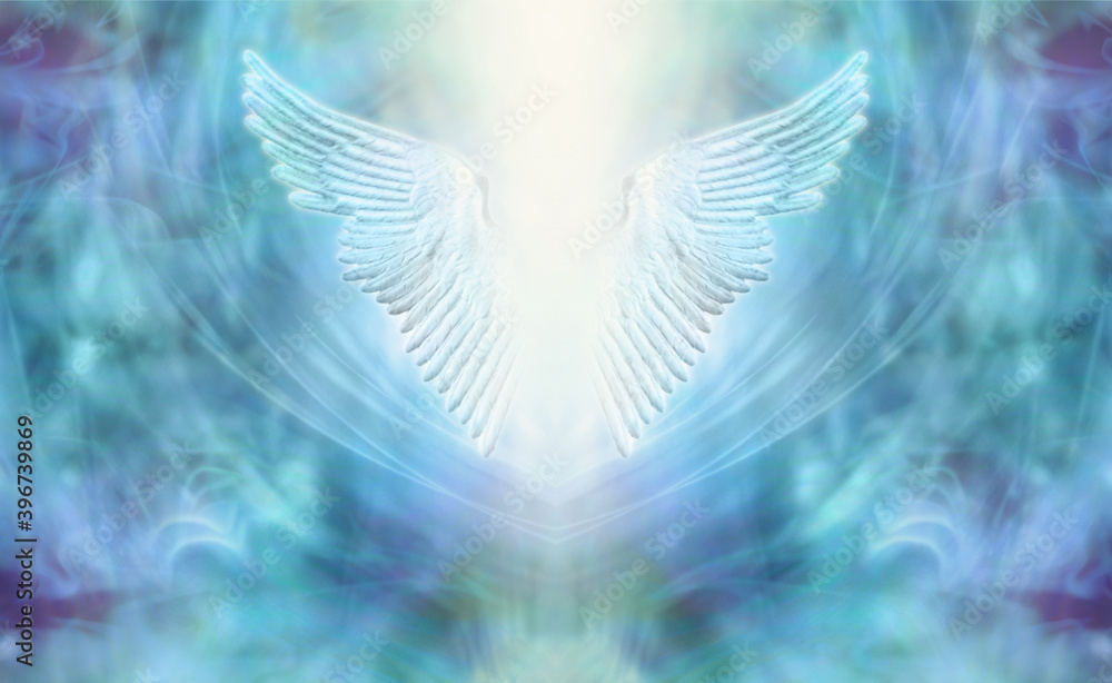 High Resonance Turquoise Blue Angel Wings Spiritual Background - blue ...