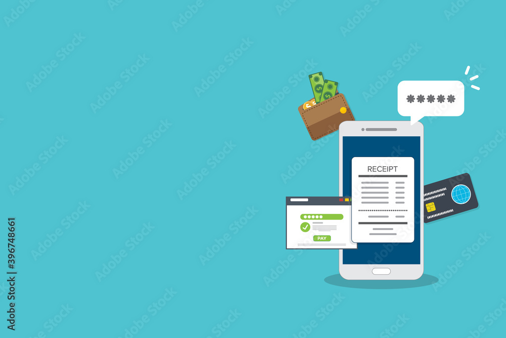 Smartphone with a notification on financial transaction. Online payment ...