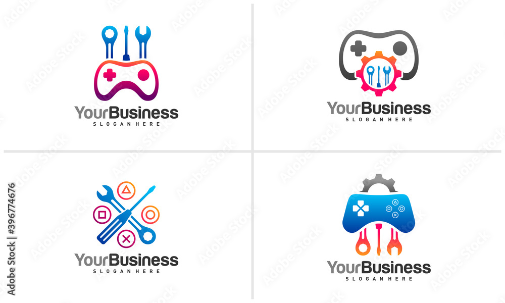 Set of Game Mechanic logo vector template, Creative Mechanic logo ...