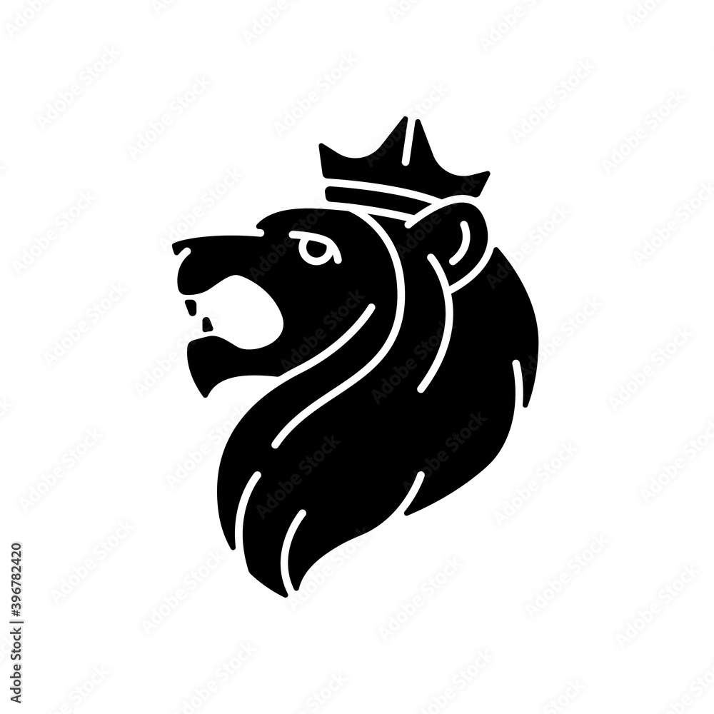 Judah Lion black glyph icon. Jewish national and cultural symbol ...