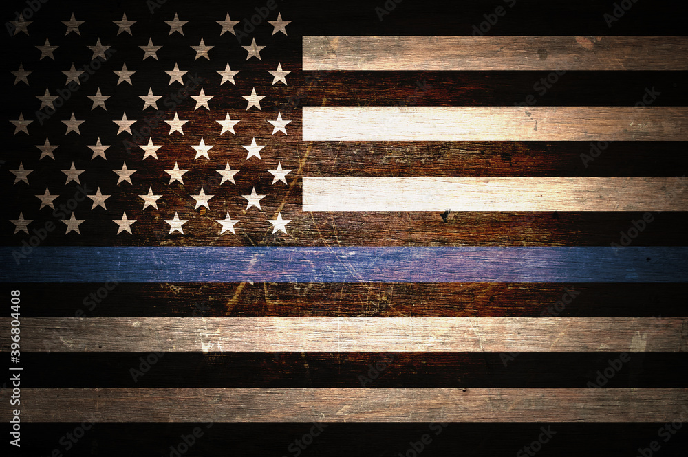 Thin Blue Line Police Flag Background Stock Photo | Adobe Stock