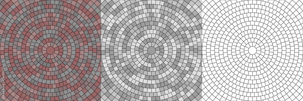 Vector set of seamless round pavement textures with street tiles ...