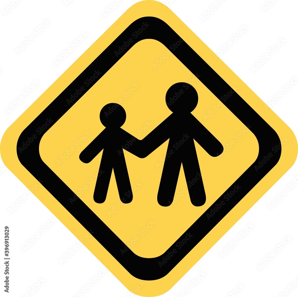 Vector illustration of children crossing concept symbol emoticon Stock ...
