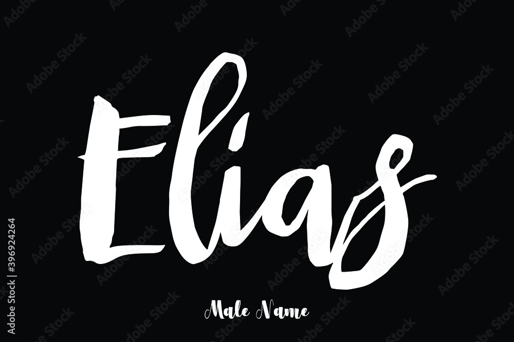 Elias-Male Name Cursive Calligraphy Text on Black Background Stock ...