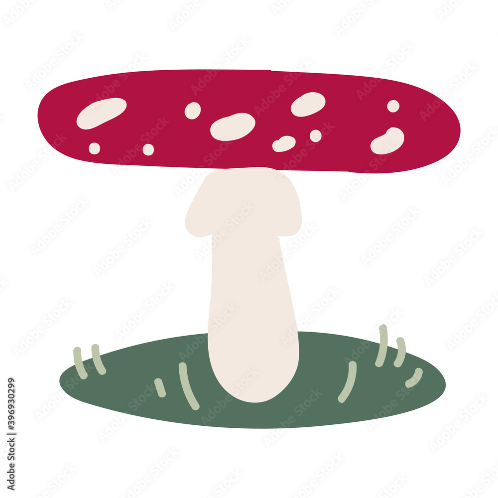 Cute cartoon toadstool mushroom monochrome lineart vector illustration ...