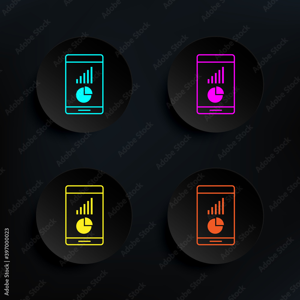 Video stats dark badge color set icon. Simple thin line, outline vector ...