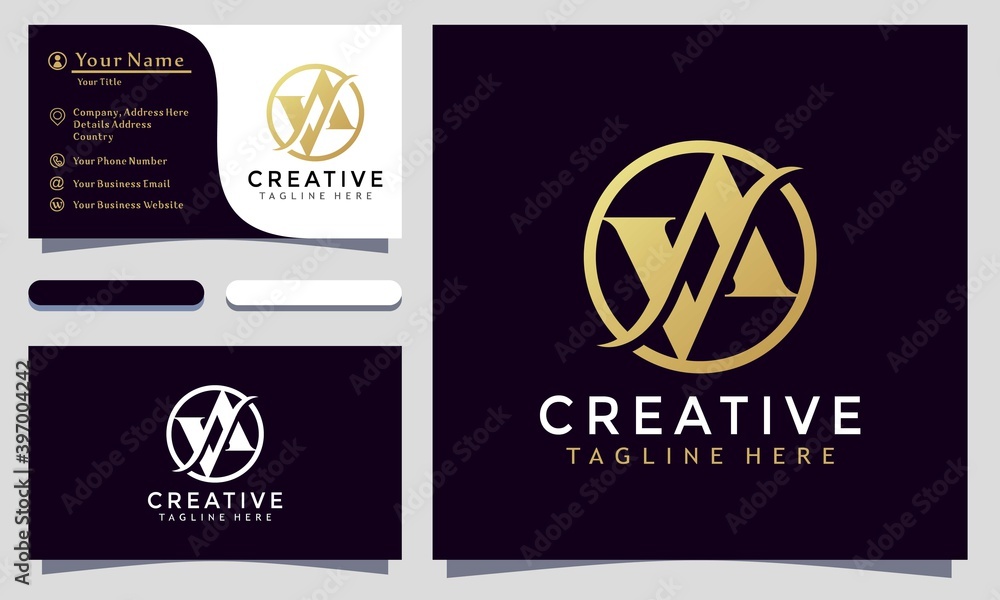 Modern Elegant Letter A V VA Logo Design and template. Gold creative VA ...