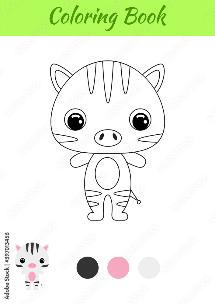 Coloring book little baby zebra. Coloring page for kids. Educational ...