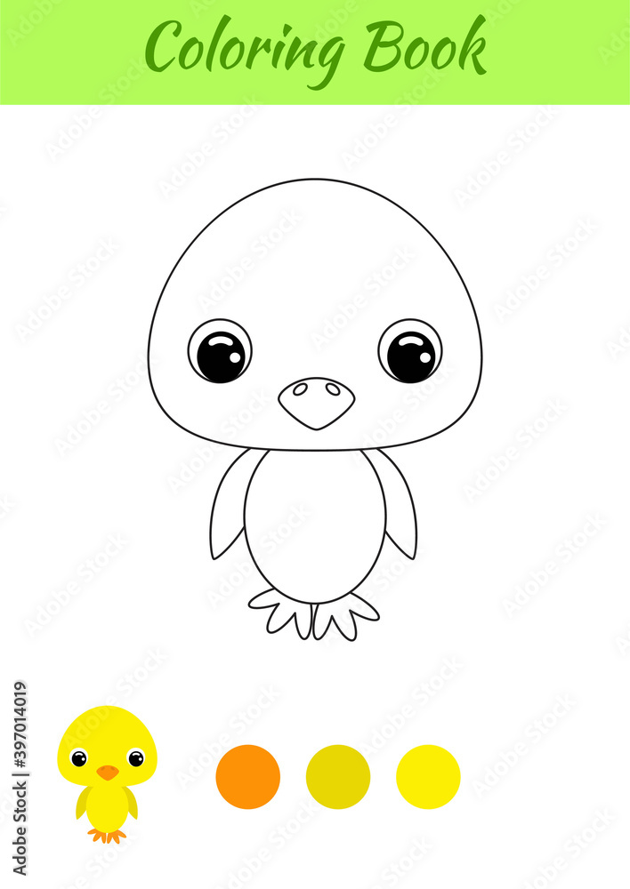 Coloring book little baby chicken. Coloring page for kids. Educational ...