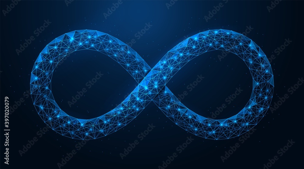 Symbol of infinity. Low-poly construction of concatenated lines and ...
