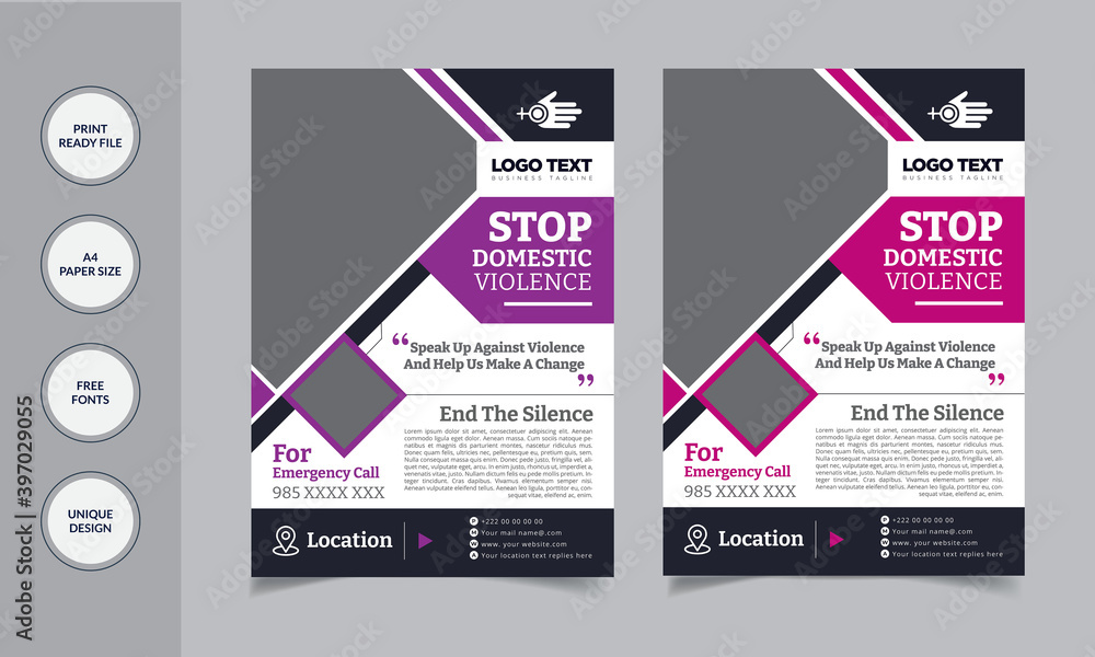 Стоковое векторное изображение «Domestic Violence Flyer Design with ...
