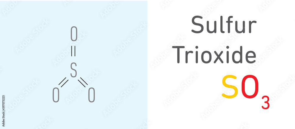 Sulfur Trioxide (SO3) gas molecule.Stick model. Structural Chemical ...