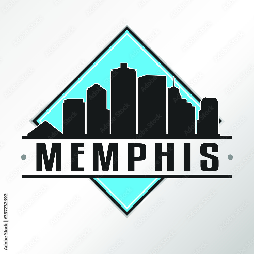 Memphis Tennessee Skyline Logo. Adventure Landscape Design. Vector ...