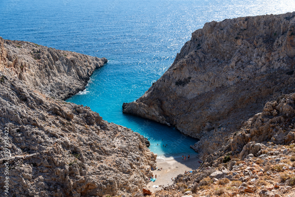 Beautiful beach Seitan limania also known as Stefanou beach on Crete ...
