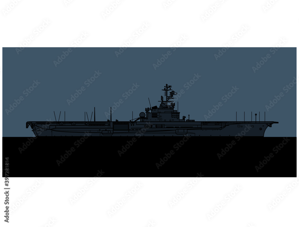 French Navy Clemenceau-class aircraft carrier. Vector image for ...