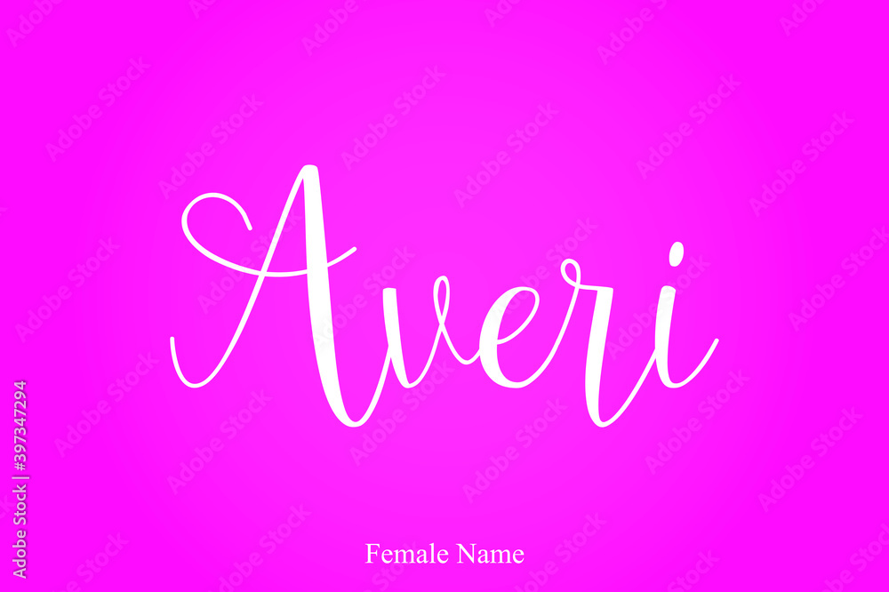 Averi Female Name Handwritten Cursive Calligraphy On Pink Background Stock Vector | Adobe Stock