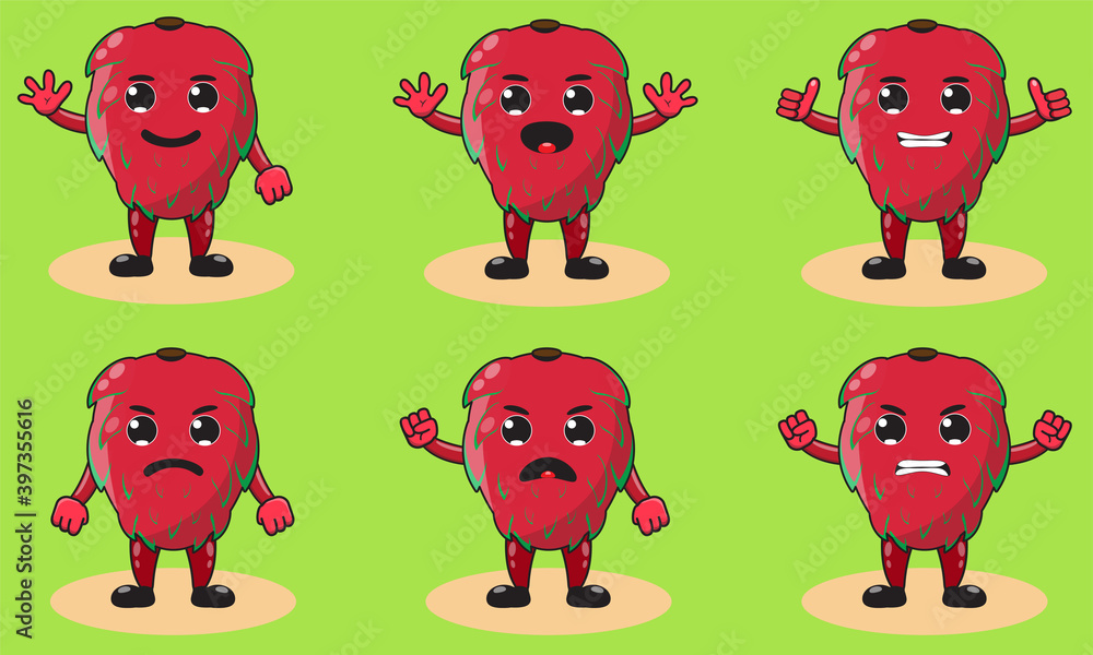 Illustration vector graphic cartoon character of cute red Dragonfruit ...