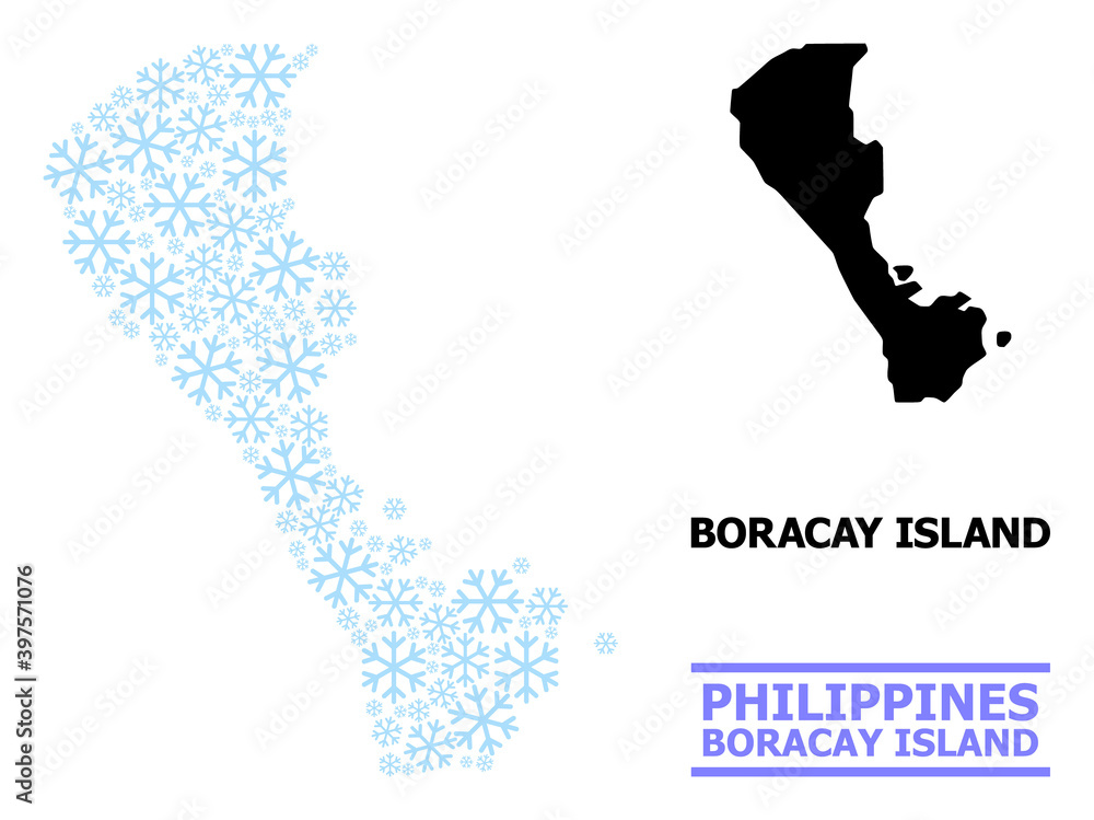 Vector mosaic map of Boracay Island constructed for New Year, Christmas ...