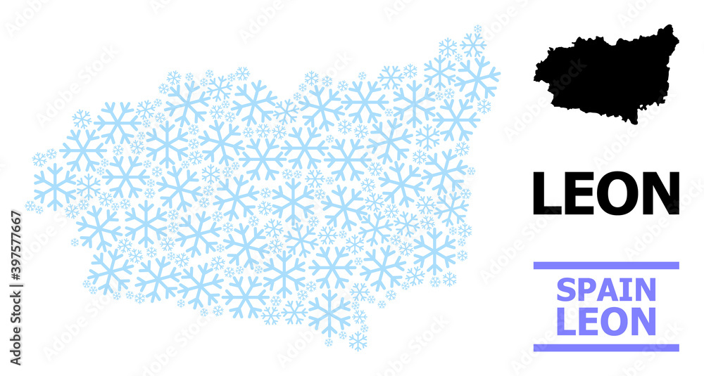 Vector collage map of Leon Province created for New Year, Christmas ...