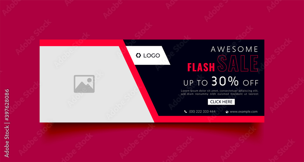 Flash sale facebook cover page timeline web ad banner template with ...