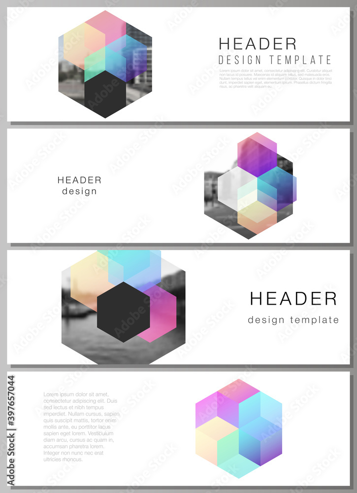 Vector layout of headers, banner design templates with colorful ...