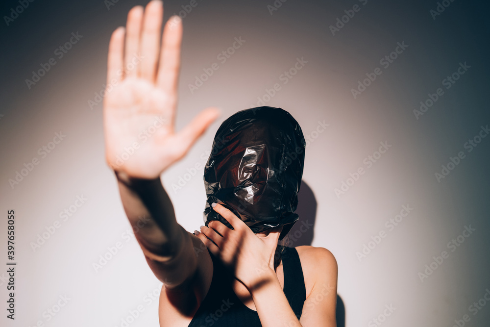 Foto de Stock Stop violence. Female abuse. Social isolation. Equality ...