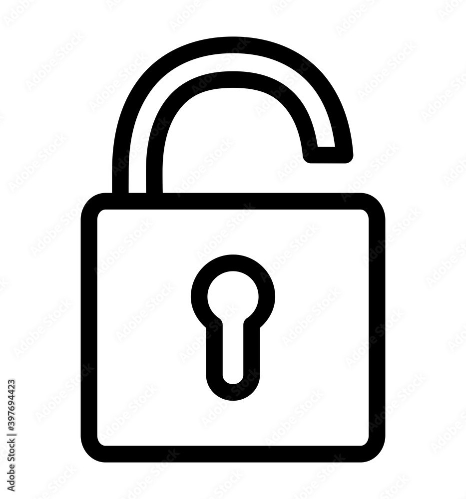 Open lock outline icon. Security symbol. Vector illustration isolated ...
