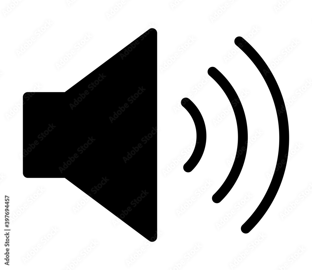 Sound on, volume speaker icon. Audio symbol. Vector illustration ...