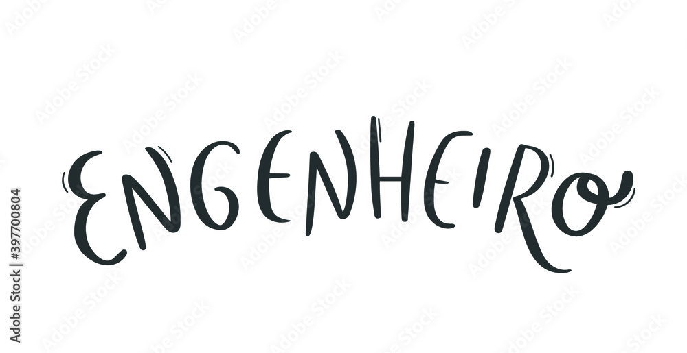 Engenheiro. Engineer. Brazilian Portuguese Hand Lettering Calligraphy ...