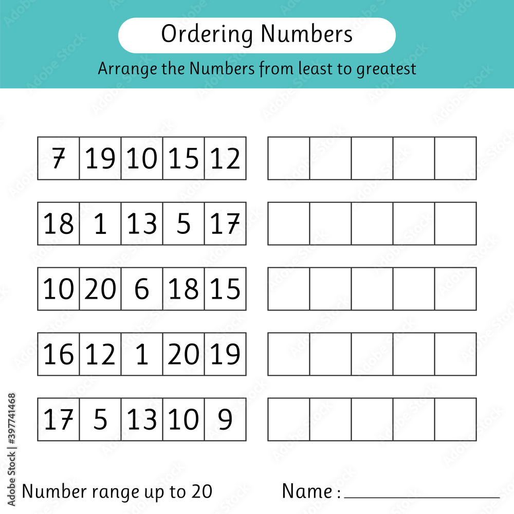 Ordering numbers worksheet. Arrange the numbers from least to greatest ...