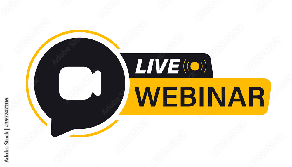 Live Webinar Button. Video Internet conference icon. Live stream ...