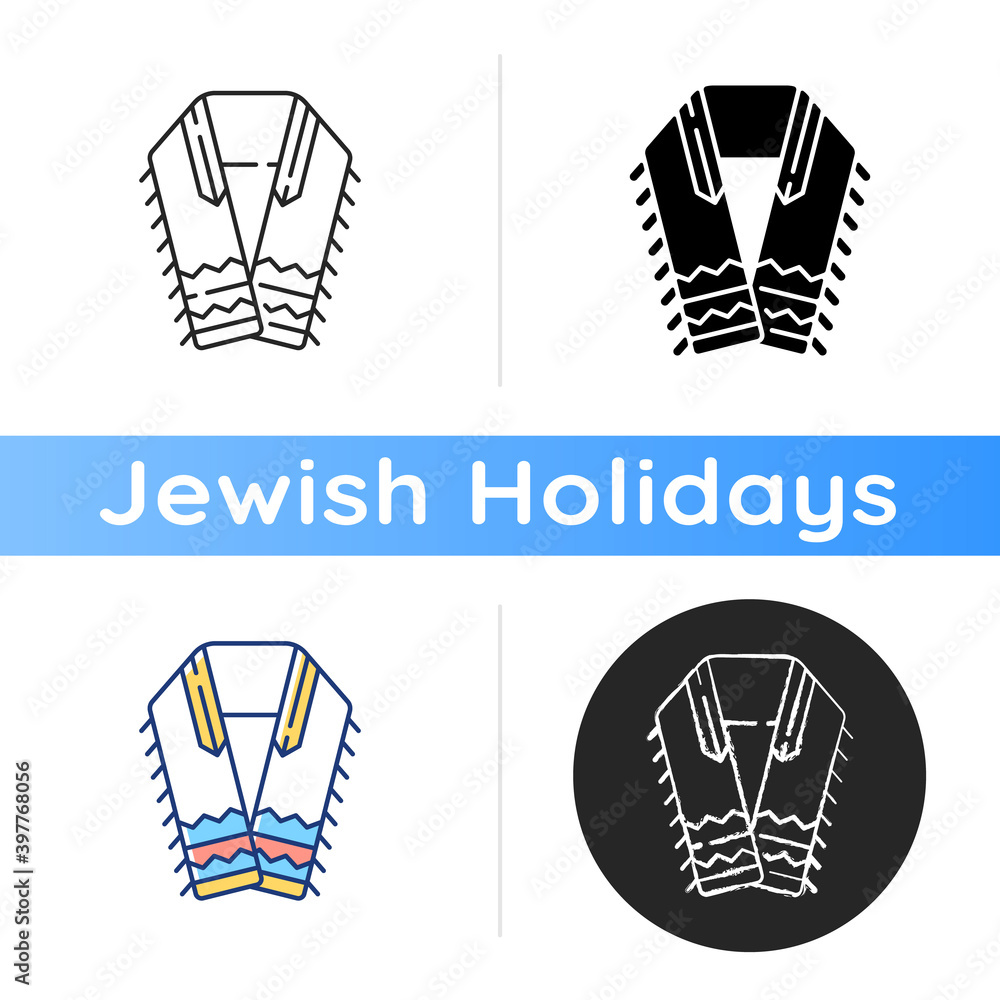 Image vectorielle Stock Tallit and tzitzit icon. Jewish prayer shawl ...