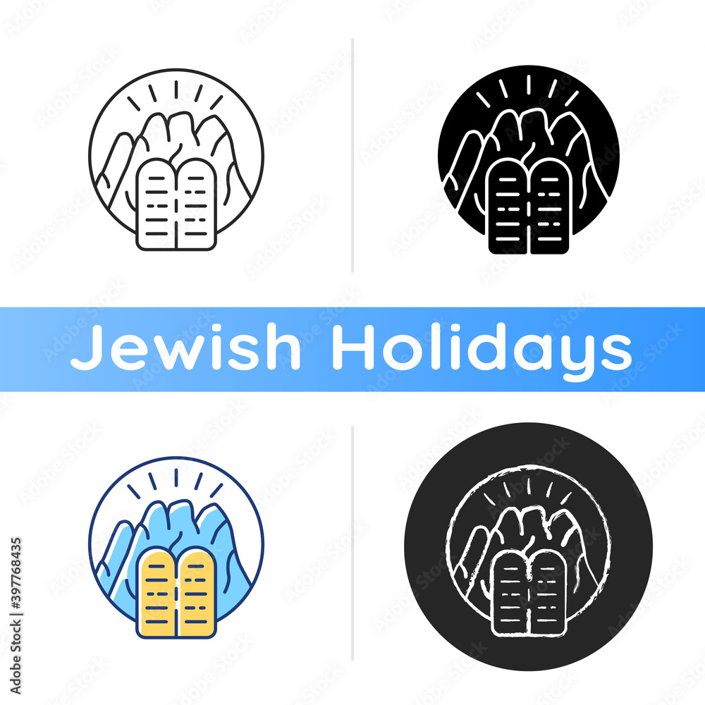 Stone Tablets icon. Receiving Ten Commandments at Mount Sinai ...