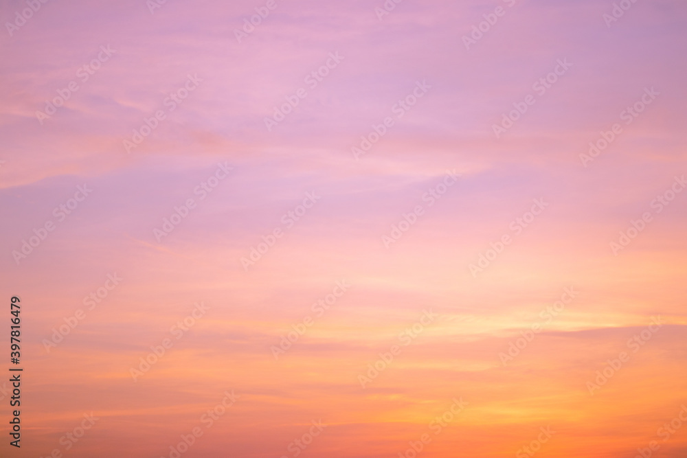 Beautiful twilight pink sky in soft and smooth clouds in the sunset ...