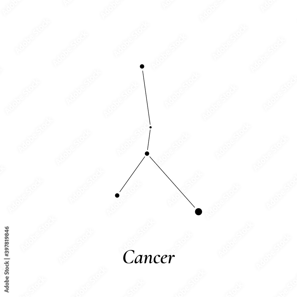 Cancer sign. Stars map of zodiac constellation. Vector illustration ...