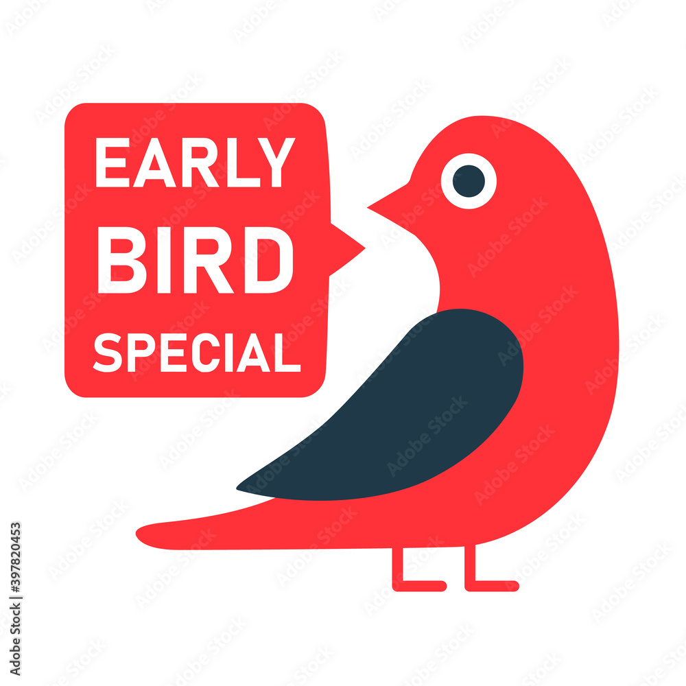 Early bird special icon. Clipart image isolated on white background ...