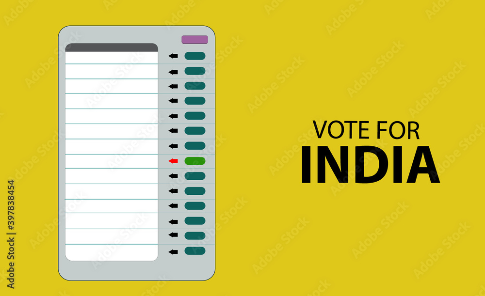 electronic voting machine isolated on yellow background, vote for India ...