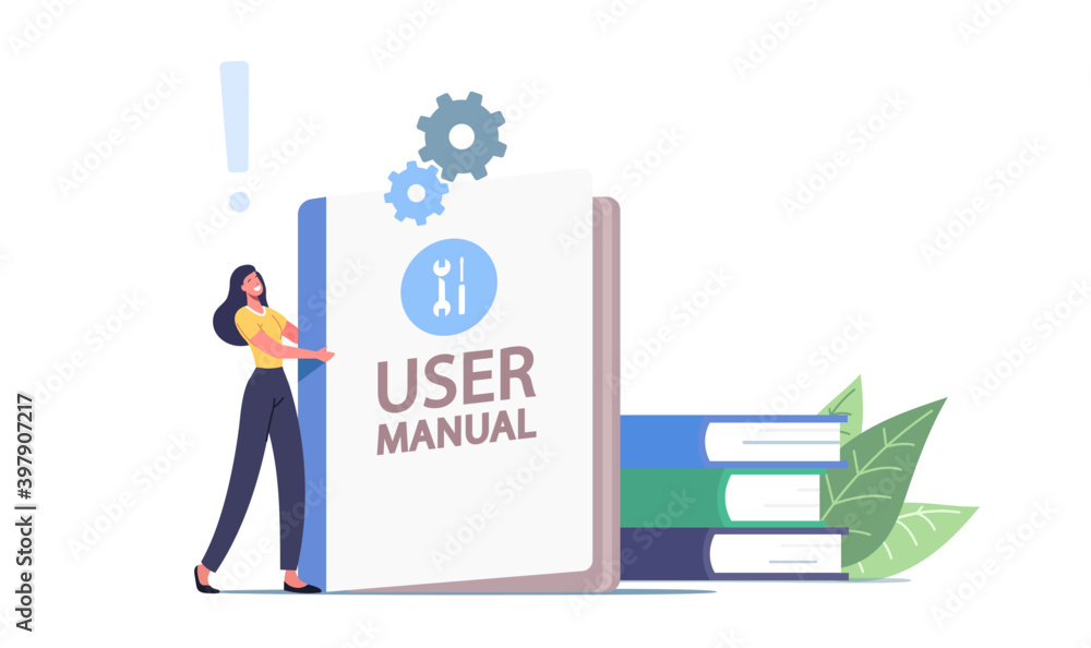 User Manual, Guide Book or Technical Instruction Concept. Tiny Female ...