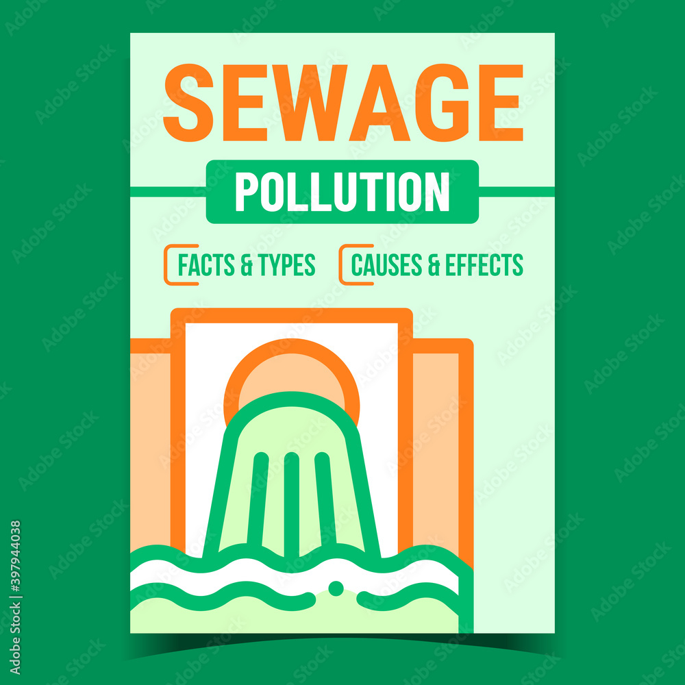 Sewage Pollution Creative Promotion Banner Vector. Industry Sewage ...