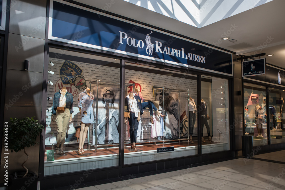 Exterior of Polo Ralph Lauren fashion clothing store shop showing ...