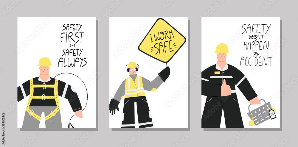 Collection of hand drawn posters with lettering about health and safety ...
