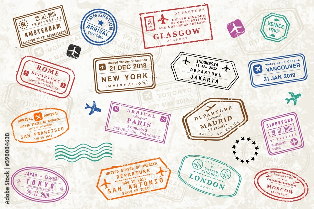 Passport stamp background Stock Vector | Adobe Stock