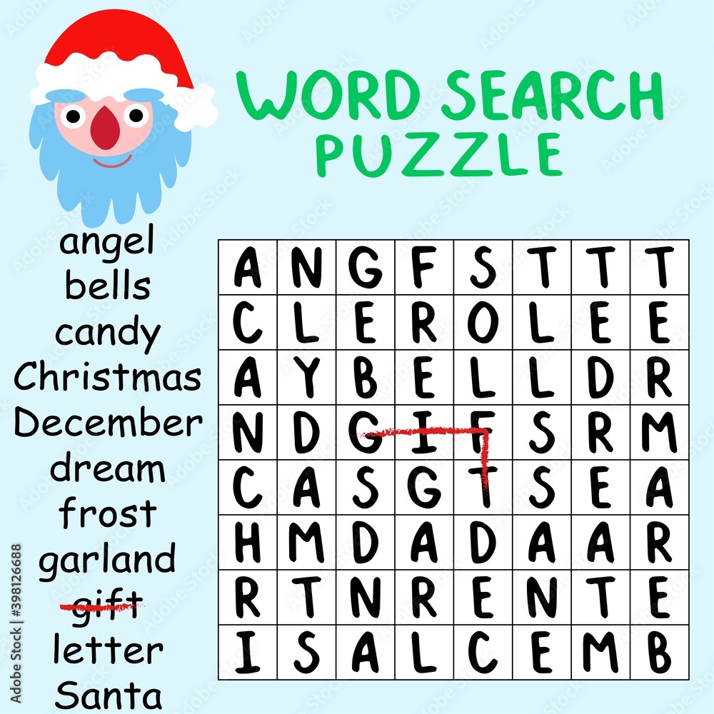 Cartoon word search puzzle for kids stock vector illustration. Find all ...