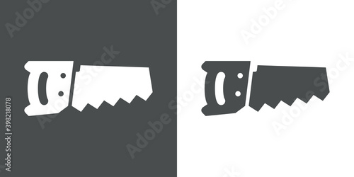Icono plano silueta de serrucho de juguete en fondo gris y fondo blanco ...
