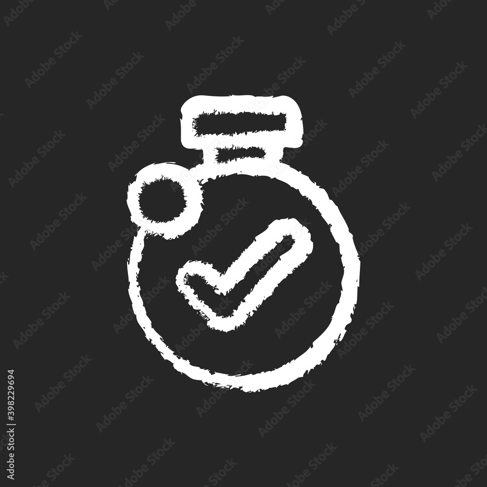 Timer chalk white icon on black background. Using clock for track time ...