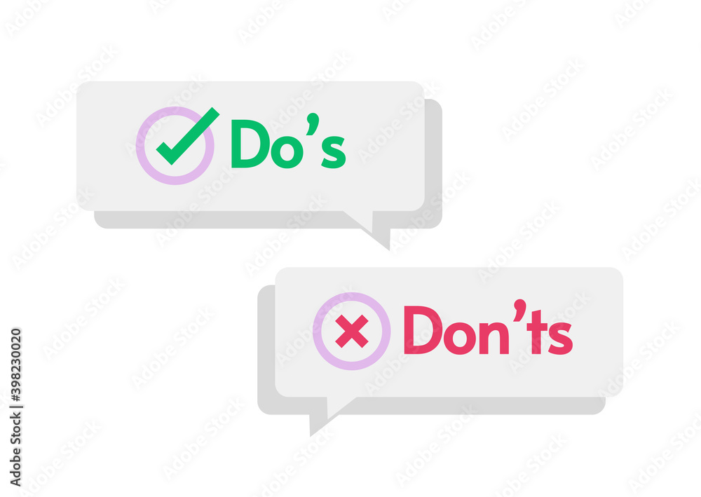 Do s and don ts concept checkmarks vector, positive and negative check ...