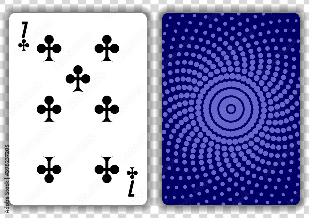 Seven of clubs playing card, isolated on transparent background. Vector ...